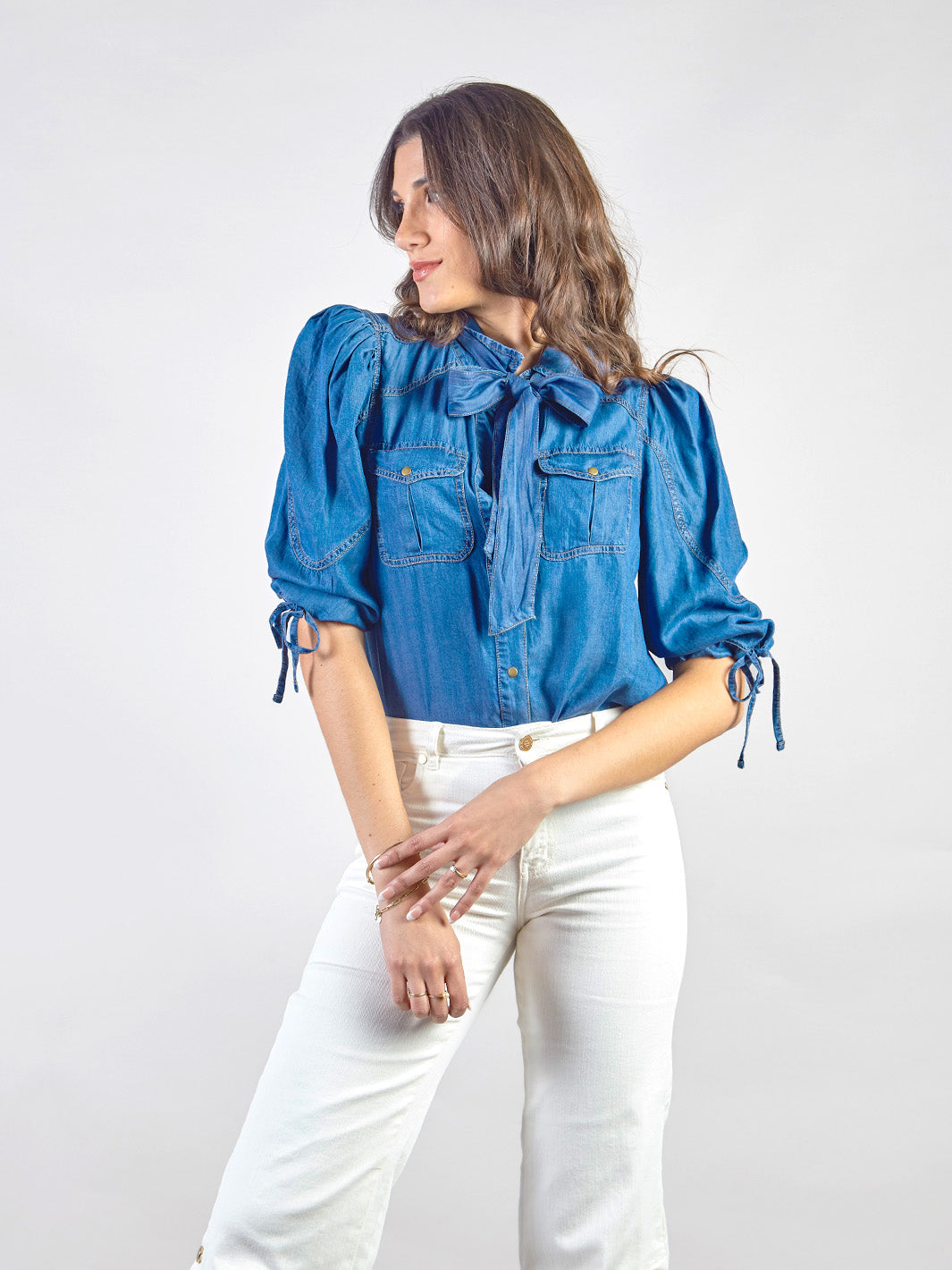 ALESSIA - BLUSA DENIM CON LAZO – Michelle Belau